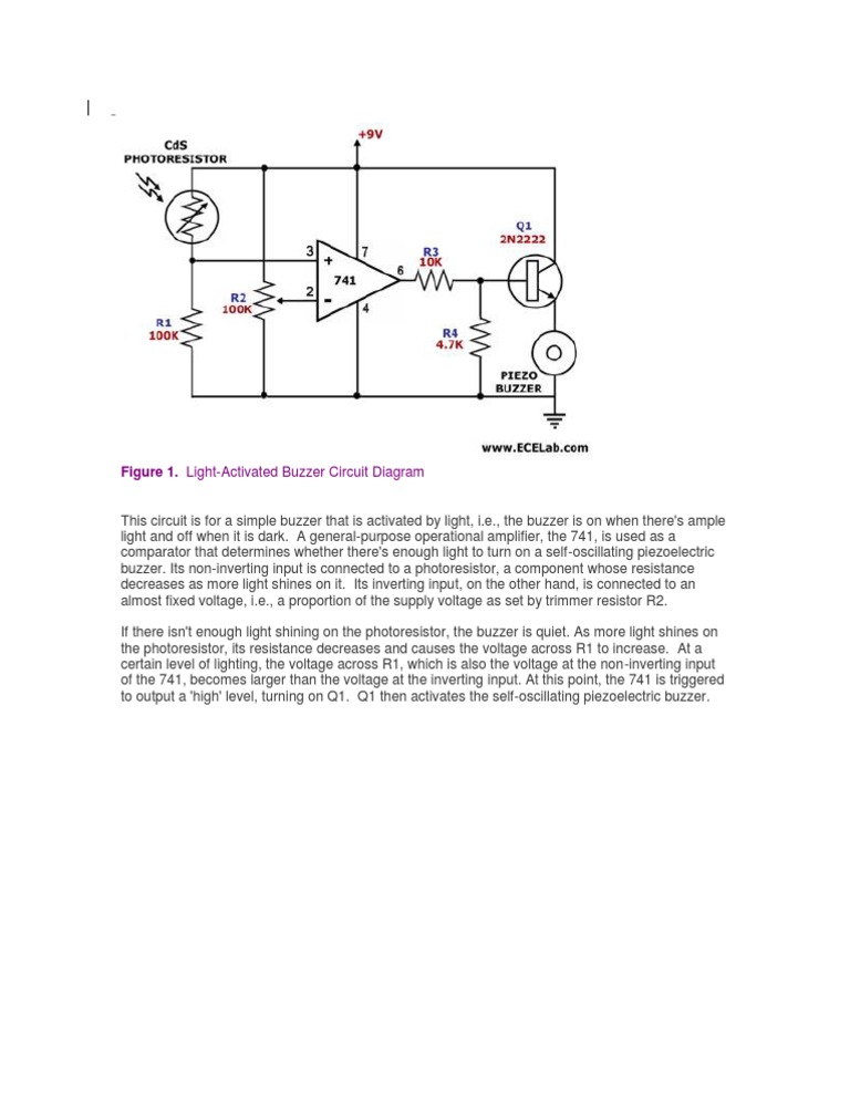 Light-Activated Buzzer Circuit Diagram | PDF
