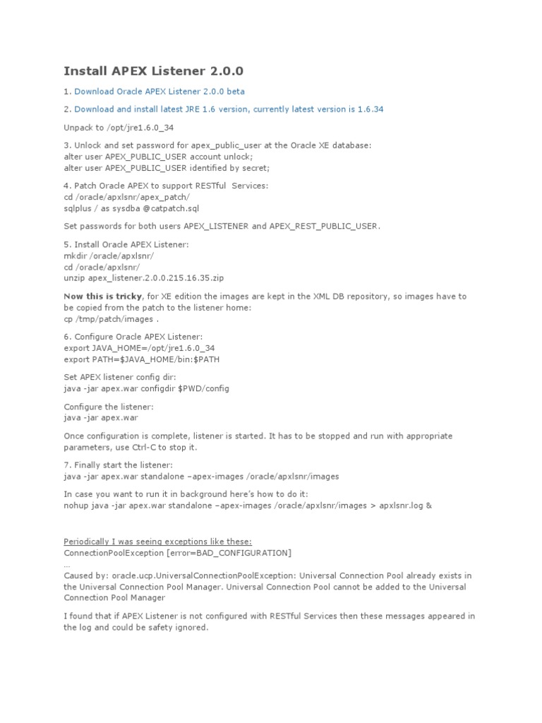Install APEX Listener 2 | PDF | Oracle Database | Command Line Interface