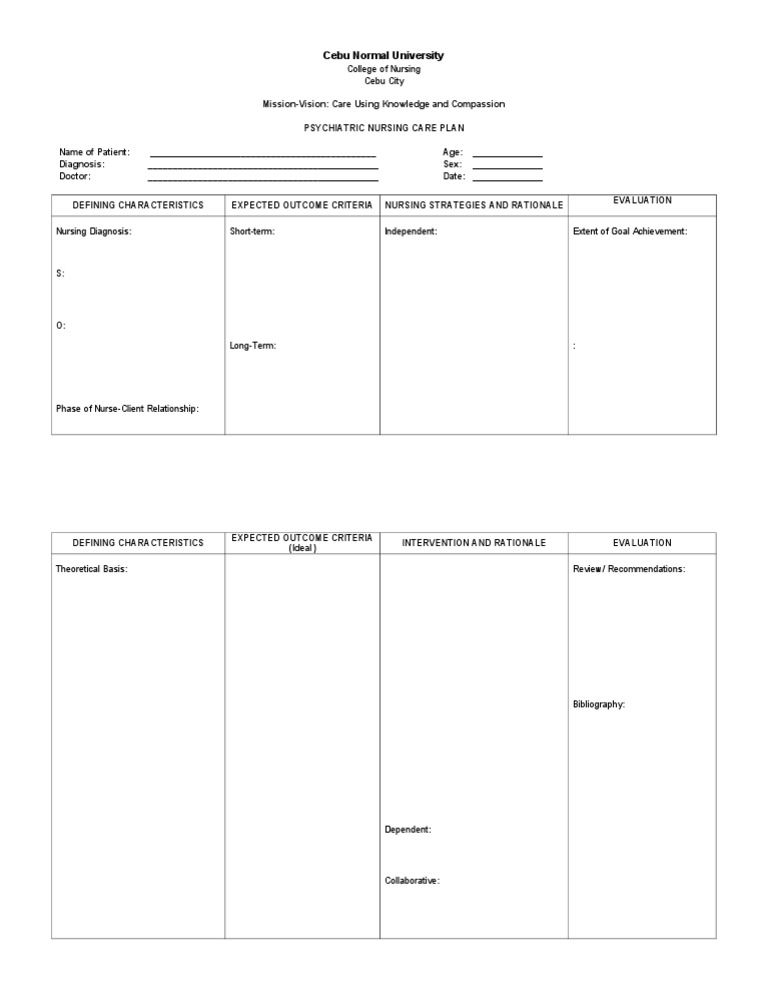 Psychiatric Nursing Care Plans | PDF