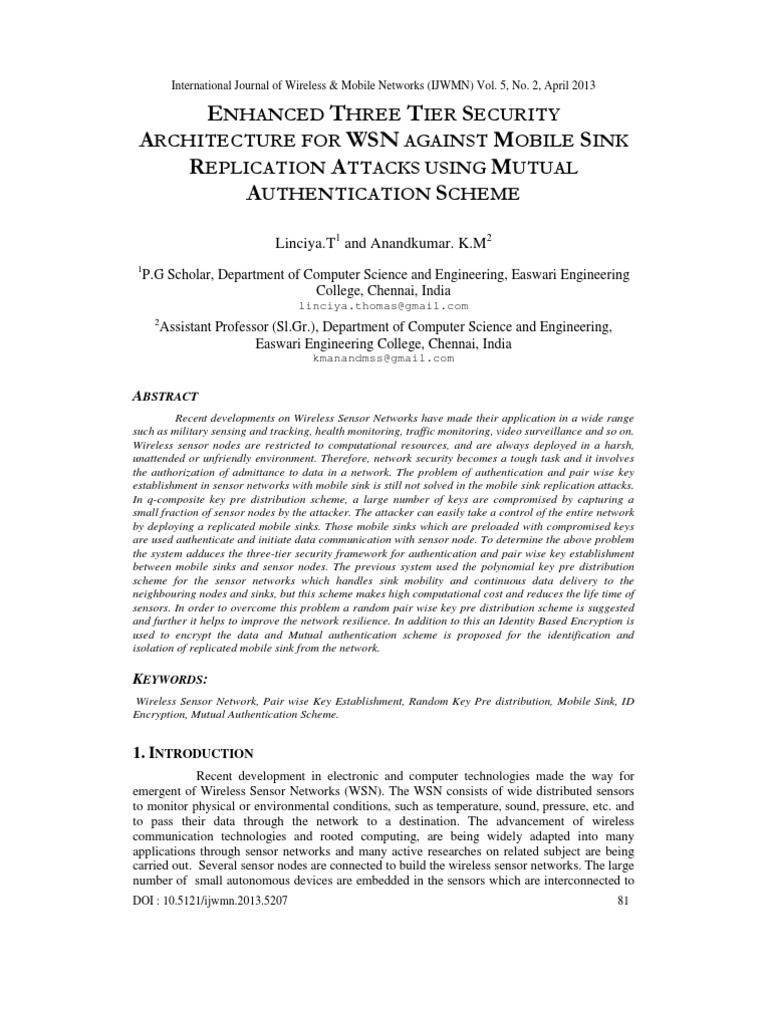 Enhanced Three Tier Security Architecture For Wsn Against Mobile Sink