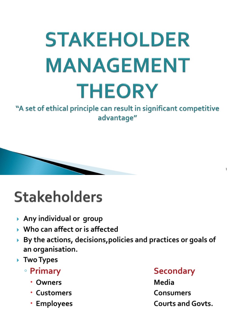 Stakeholder Management Theory | PDF | Stakeholder (Corporate ...