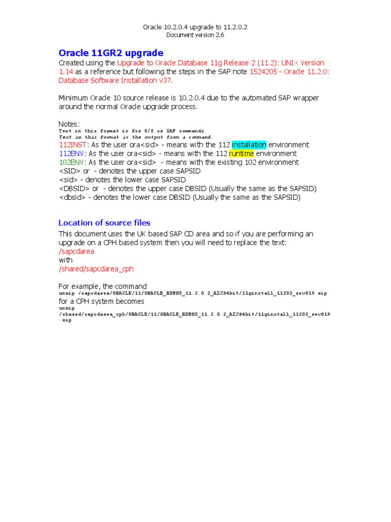 Oracle 11GR2 Upgrade V2.6 | PDF | Oracle Database | Port (Computer Networking)
