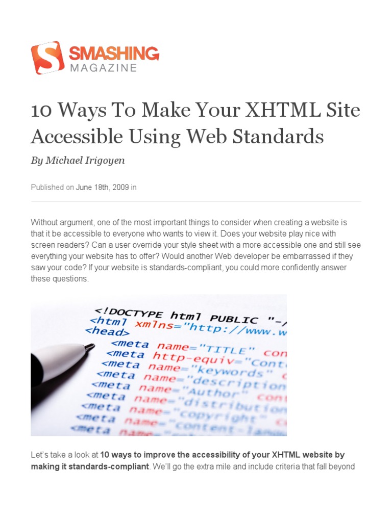 10 Ways To Make Your XHTML Site Accessible Using Web Standards | PDF ...