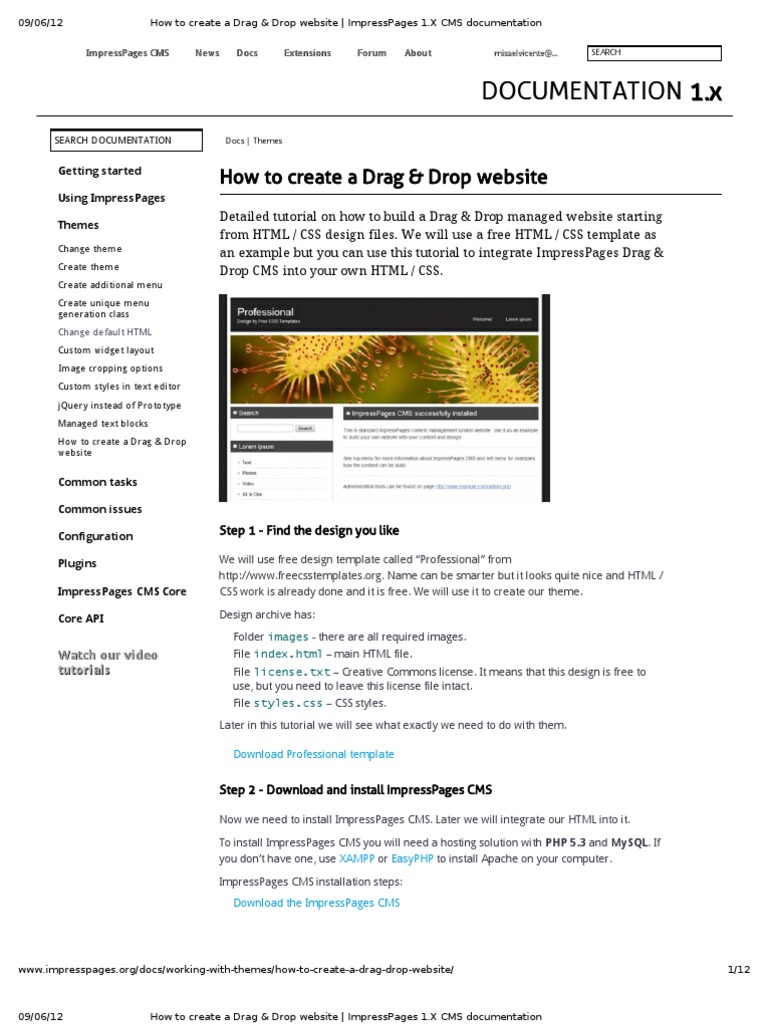 How To Create A Drag & Drop Website - ImpressPages 1 | PDF | Websites ...