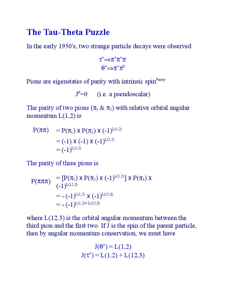 Tau Theta | PDF | Particle Physics | Applied And Interdisciplinary Physics