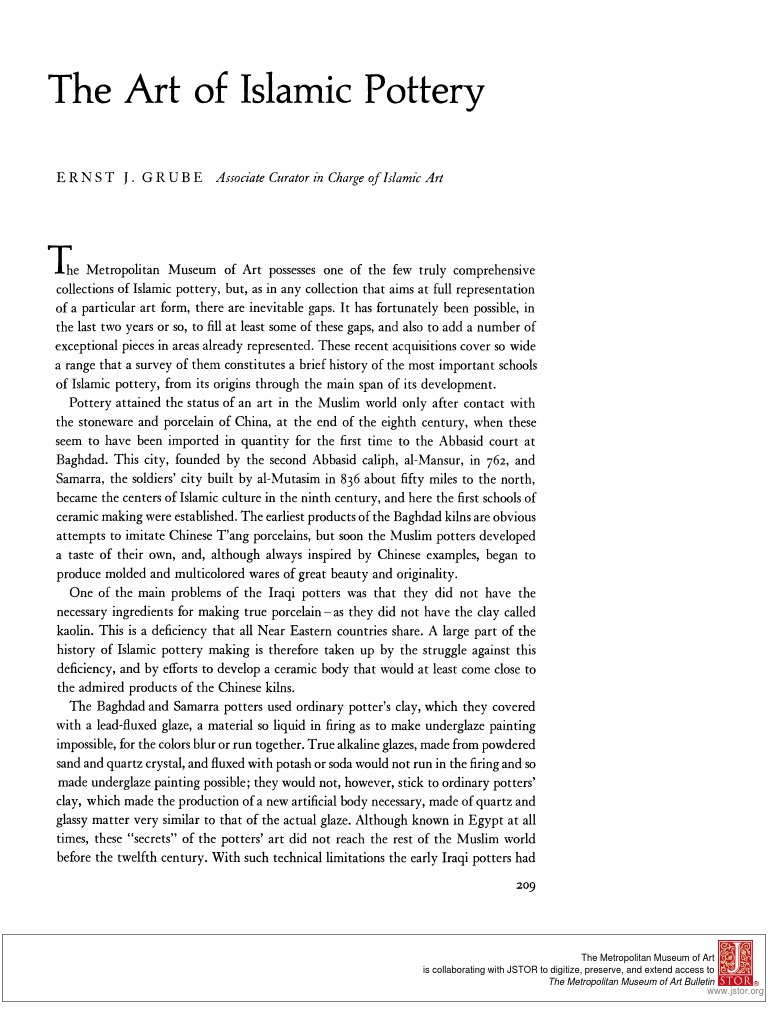 Grube, Ernst J. - The Art of Islamic Pottery (The Metropolitan Museum ...
