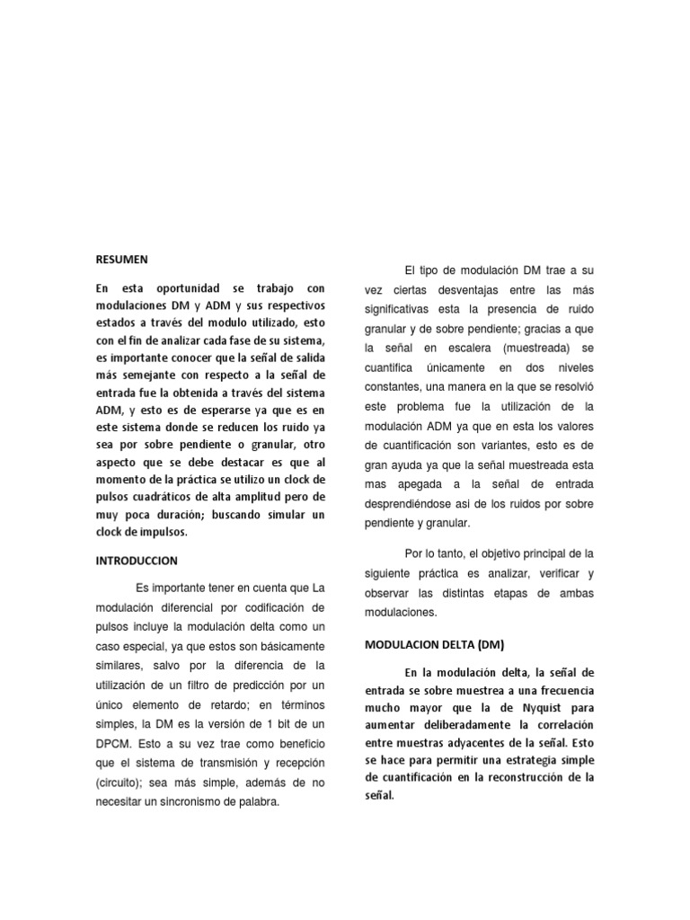 Modulacion DM Adm | PDF | Modulación | Ingeniería Electrónica