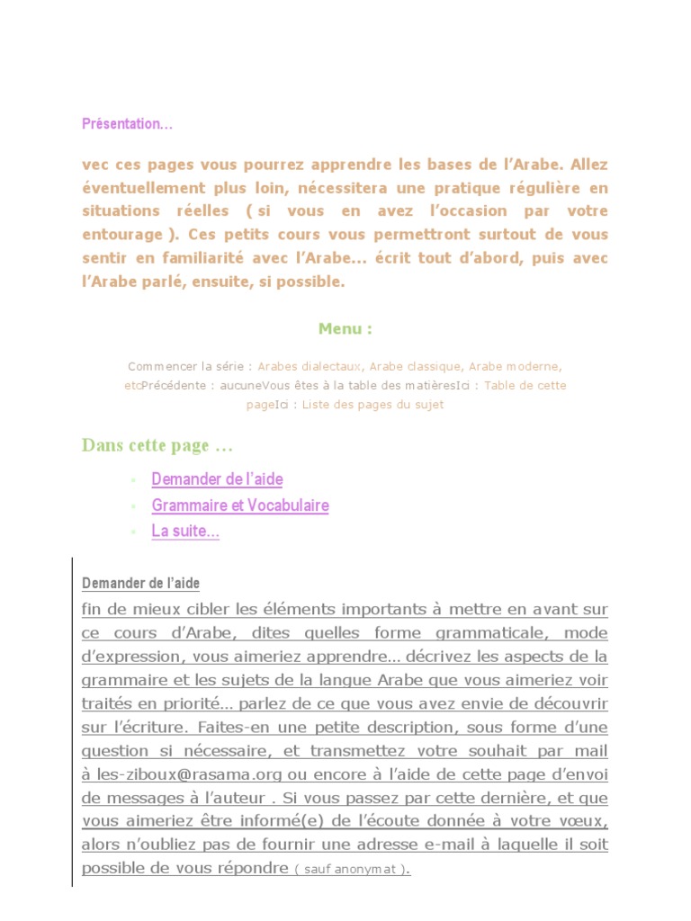 Apprendre les bases de l'Arabe | PDF | Arabe | Dialecte