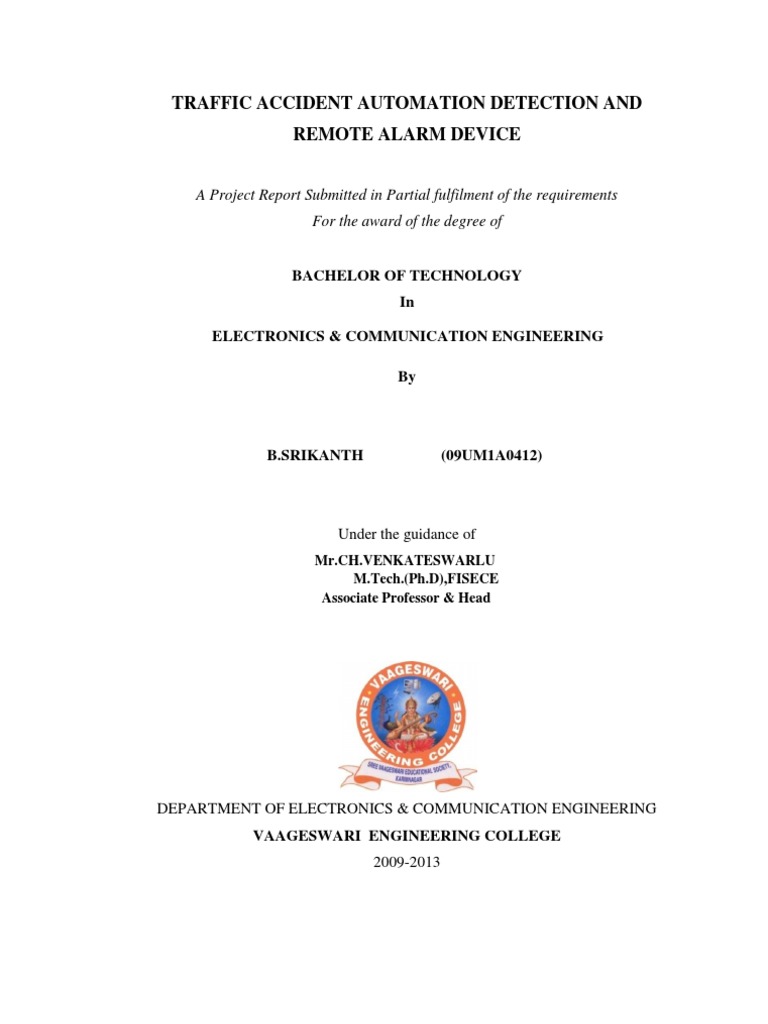 Traffic Accident Automation Detection and Remote Alarm Device | PDF