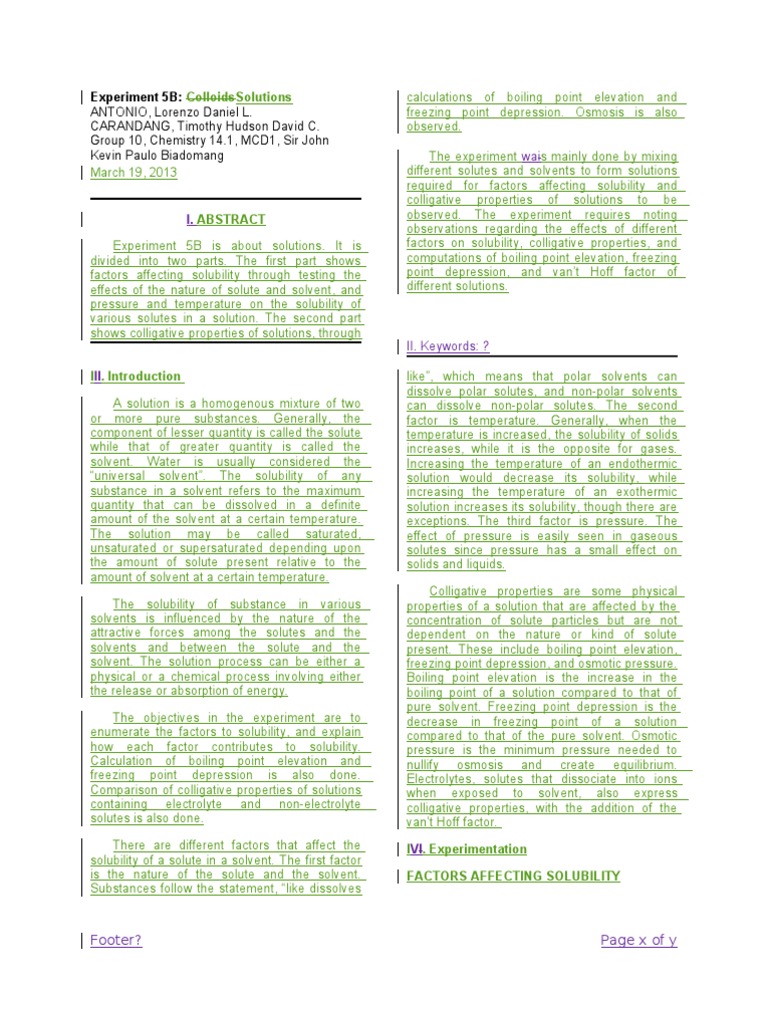 Expt 5B - Solutions | PDF | Solution | Solubility