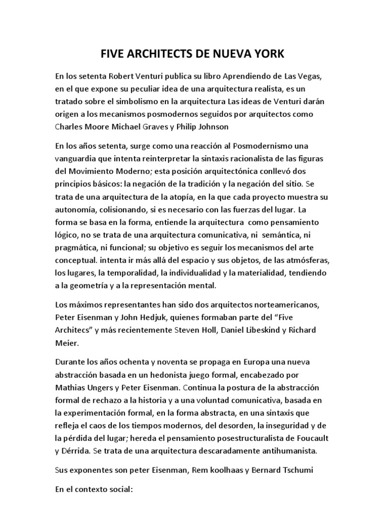 Five Architects de Nueva York | PDF | Movimientos filosóficos | Artes ...