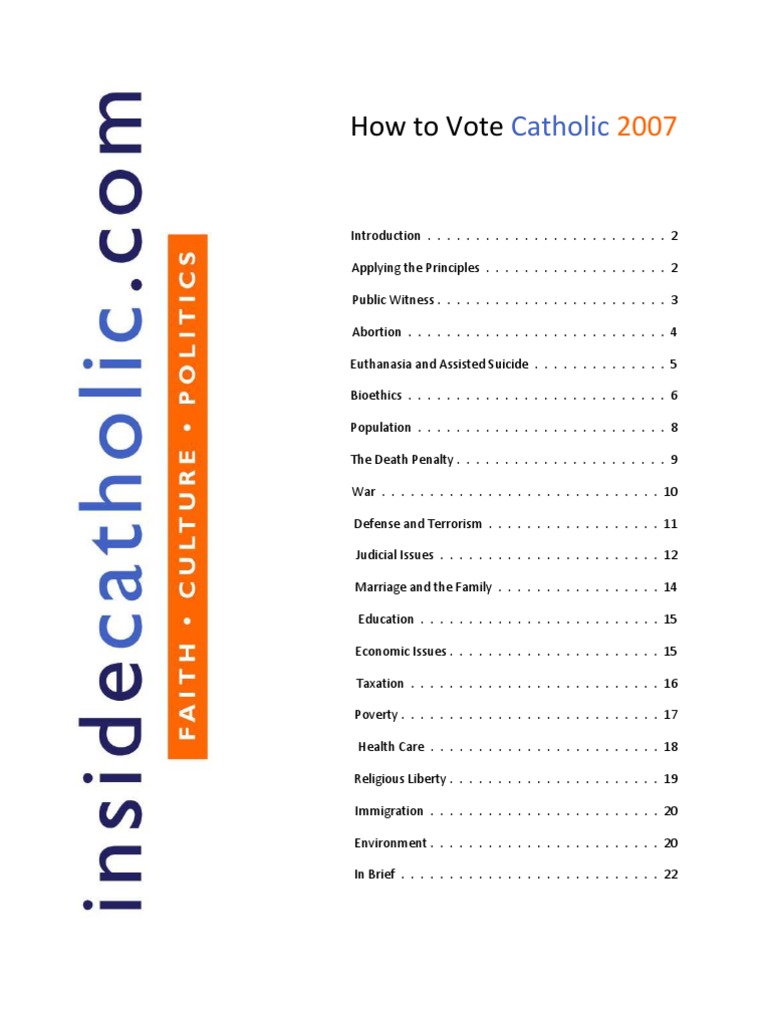 How To Vote Catholic | PDF | Catholic Church | Marriage
