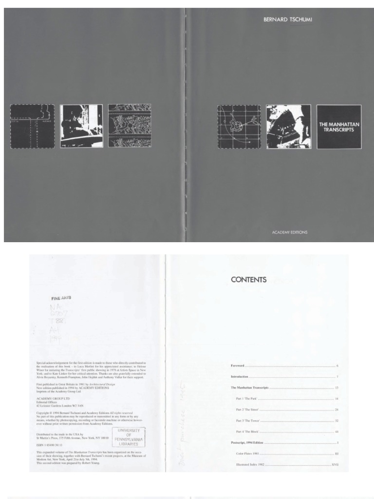 BernardTschumi, Manhattan Transcripts | PDF