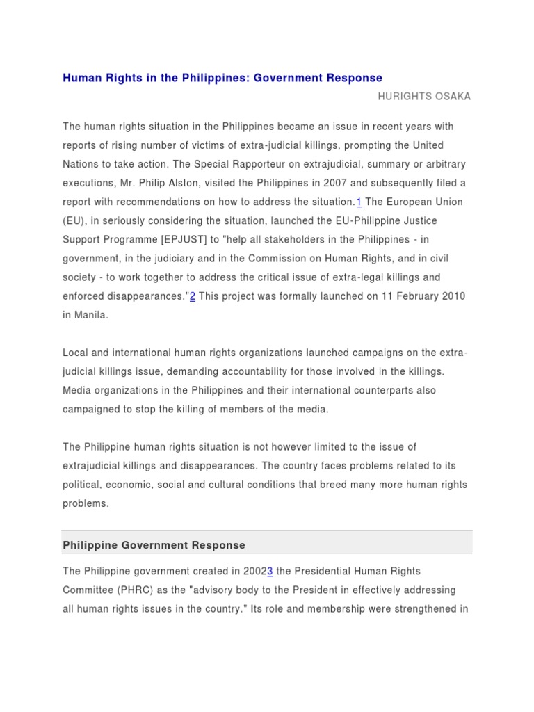 Philippine Human Rights Response | PDF | Human Rights | Applied Ethics