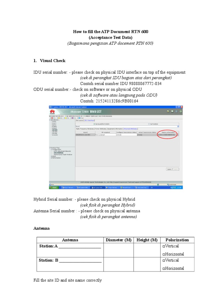How To Fill The ATP Document RTN 600 | PDF | Antenna (Radio) | Radio ...