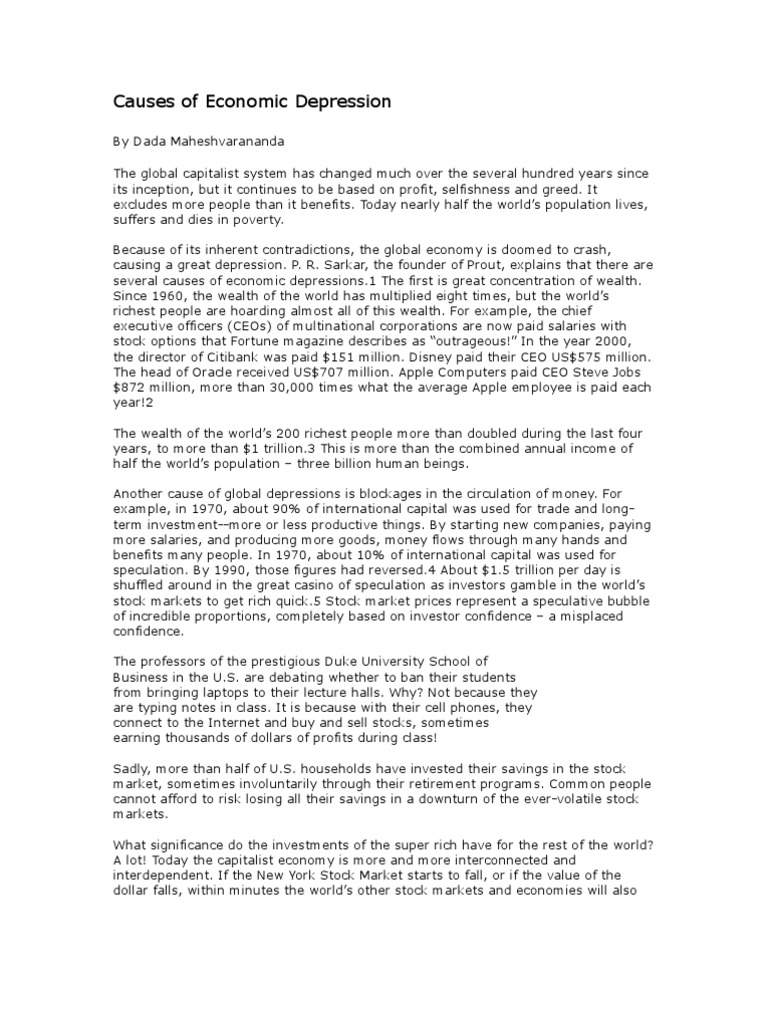 Causes of Economic Depression | PDF | Stock Market | Investing