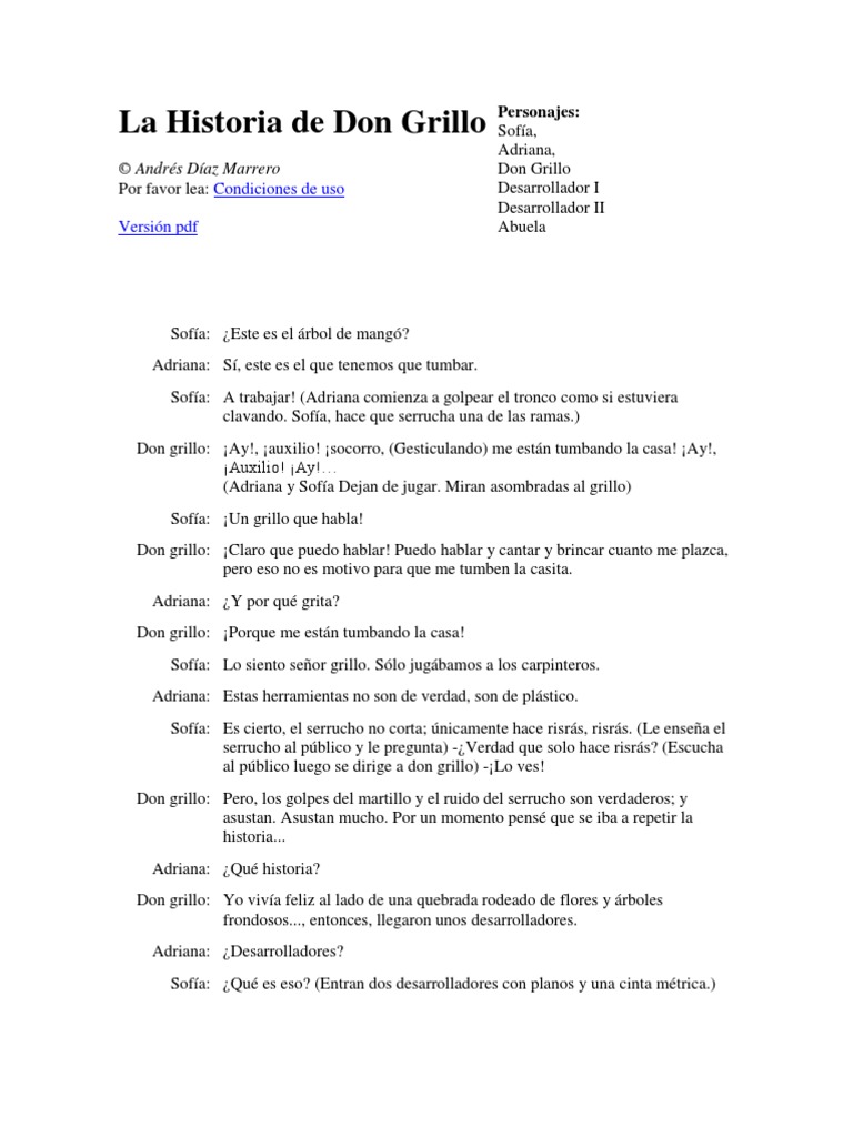 La Historia de Don Grillo | PDF | Hogar, jardinería y bricolaje