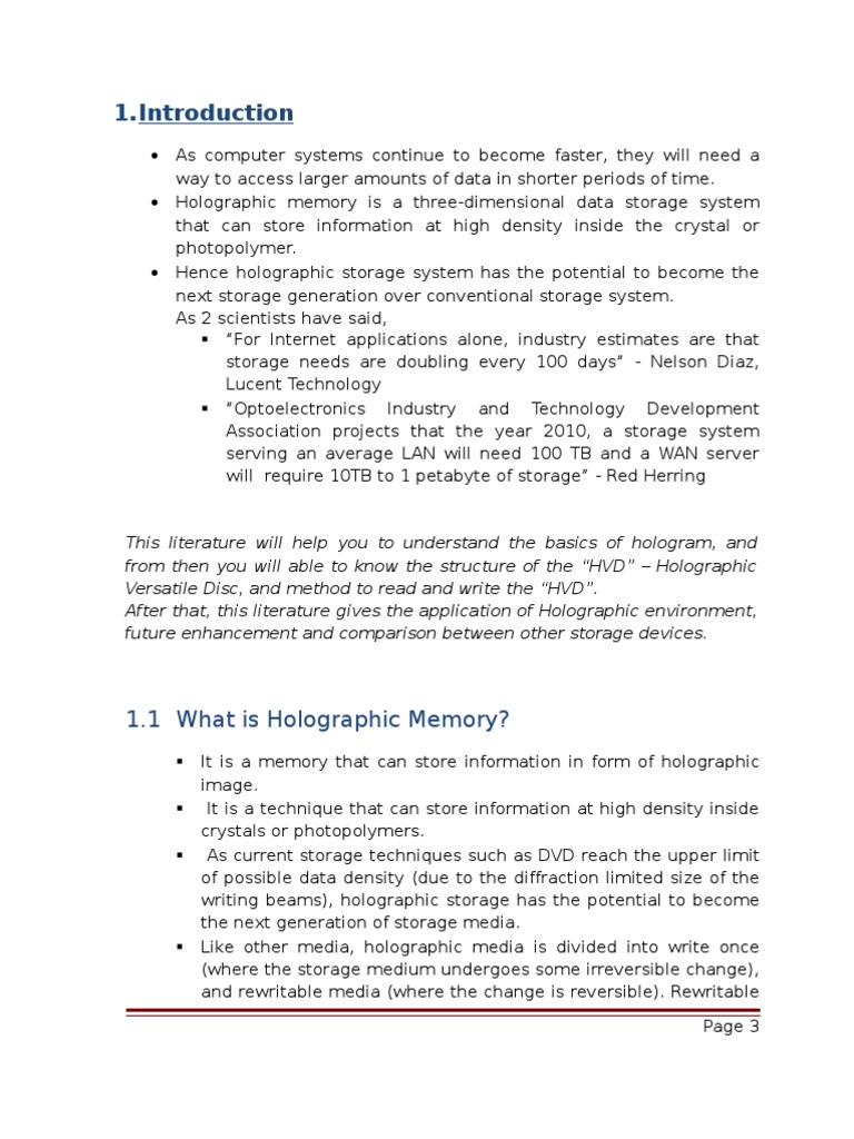 Holographic Versatile Disc Overview | PDF | Holography | Dvd