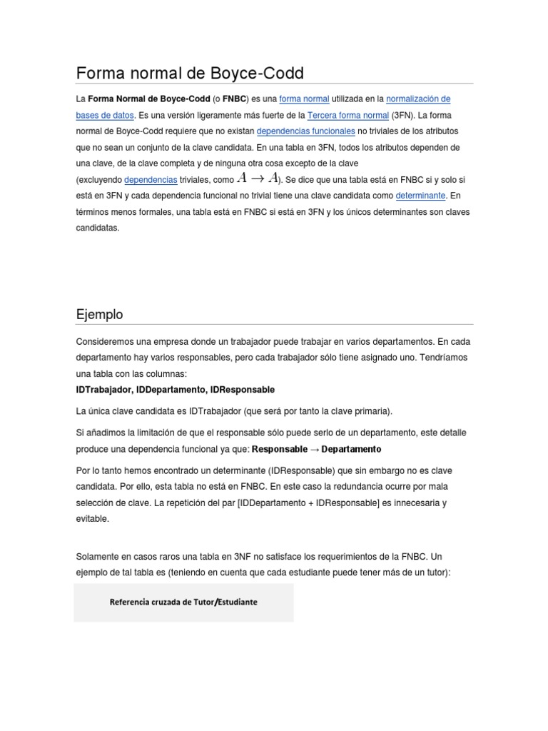 Entendiendo la Forma Normal de Boyce-Codd | PDF