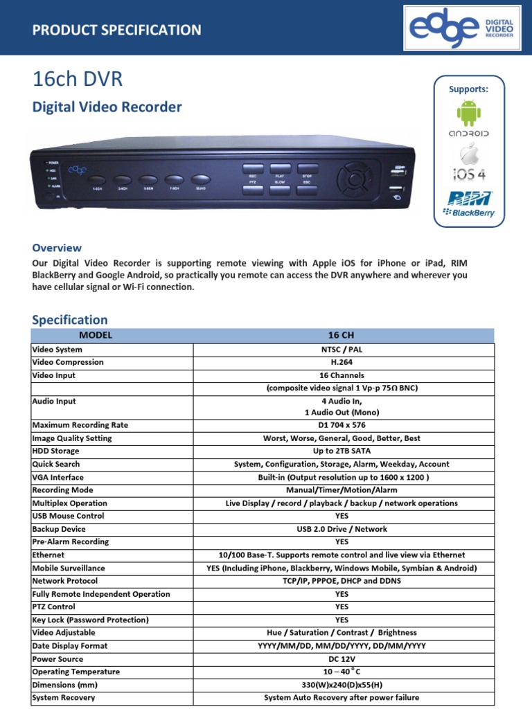 Brochure DVR 16ch | PDF