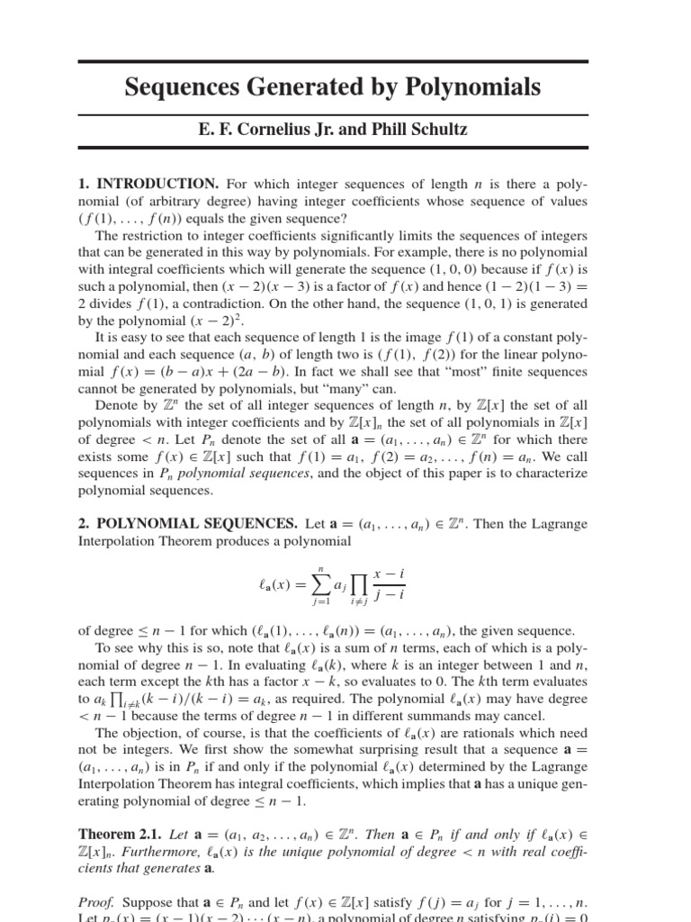 Polynomial Sequences Explained | PDF | Polynomial | Sequence