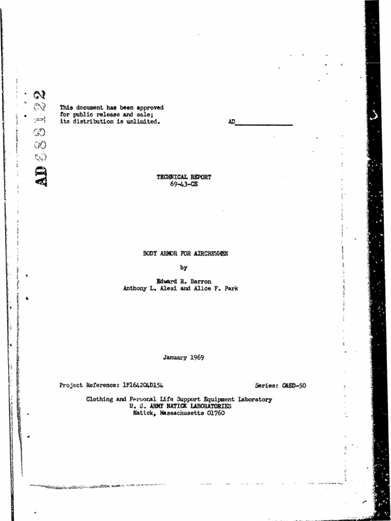 1969 Body Armor For Aircrewmen - Natick PDF | PDF | Composite Material ...