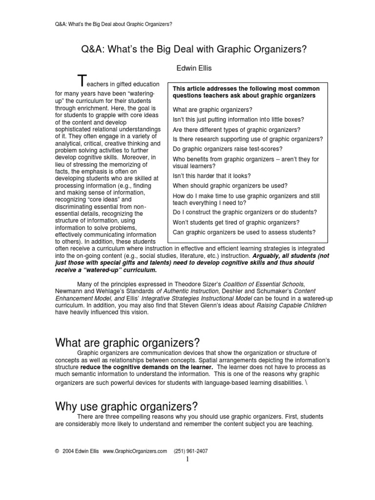 Q and A About Graphic Organizers | PDF | Graphics | Learning