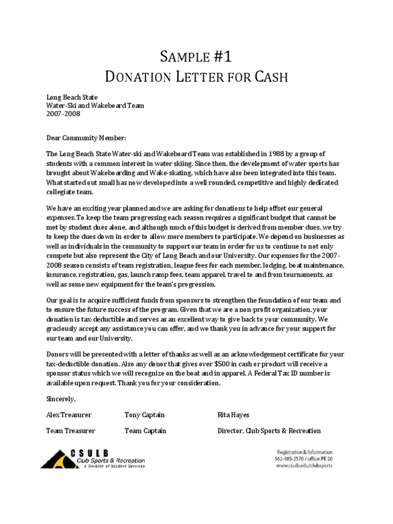 Sample Donation Letters | PDF | Business
