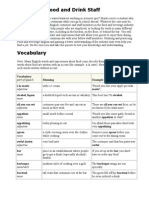 Essential Restaurant and Café Vocabulary | PDF | Tableware | Foods
