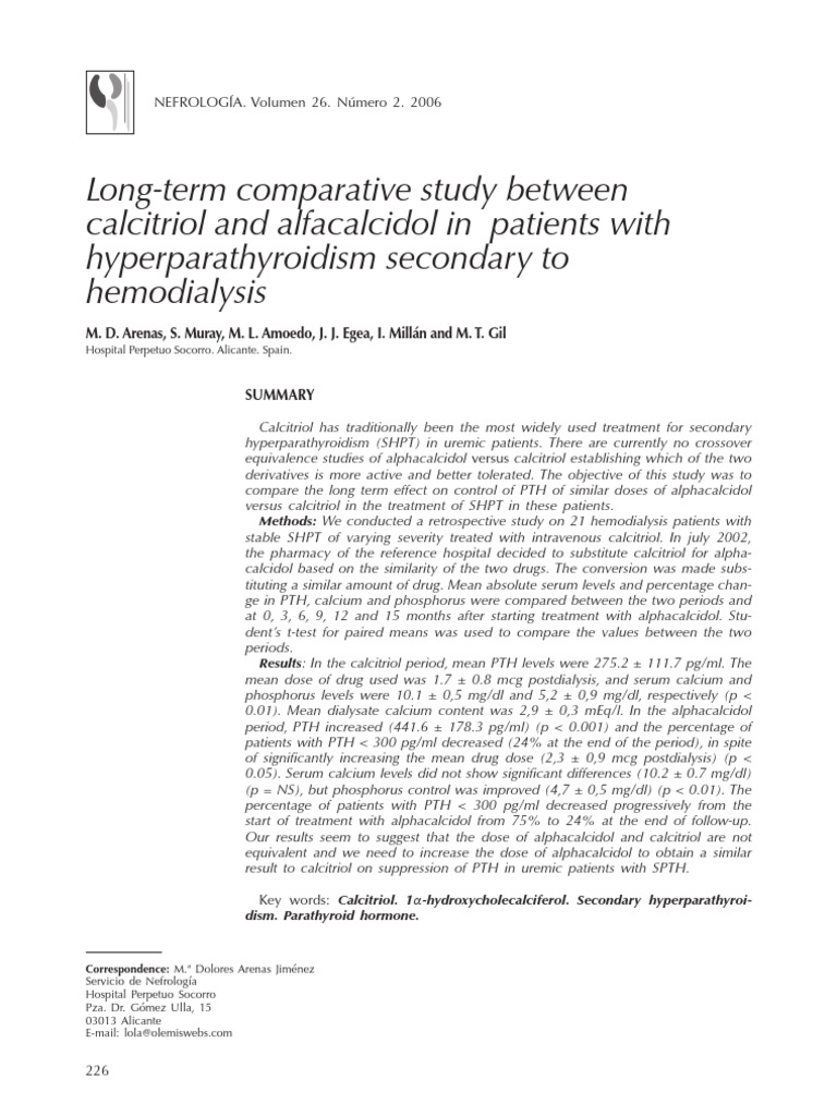 Alpha-Calcidol Vs Calcitriol | PDF | Vitamin D | Dialysis