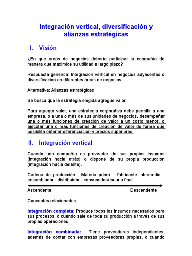 Integración vertical y diversificación | Diversificación (Finanzas ...