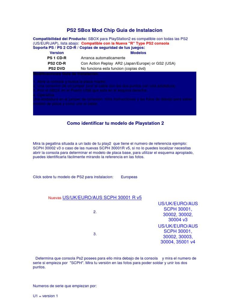 Guía de Instalación del Chip SBox PS2 | PDF | Juegos de consolas ...