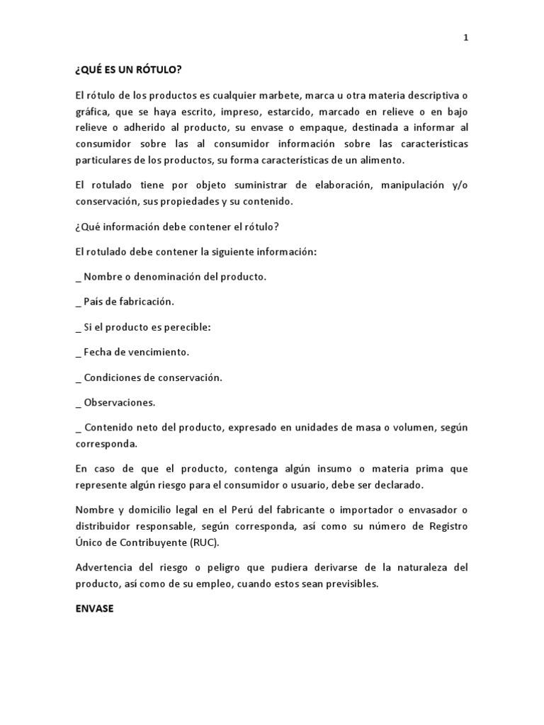 Rotulo, Envase y Embalaje | PDF | Producto (Negocio) | Distribución ...
