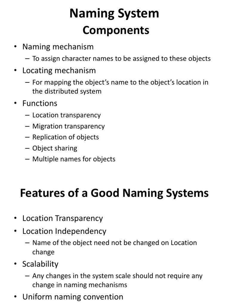 Components: Naming System | PDF | Namespace | Object (Computer Science)