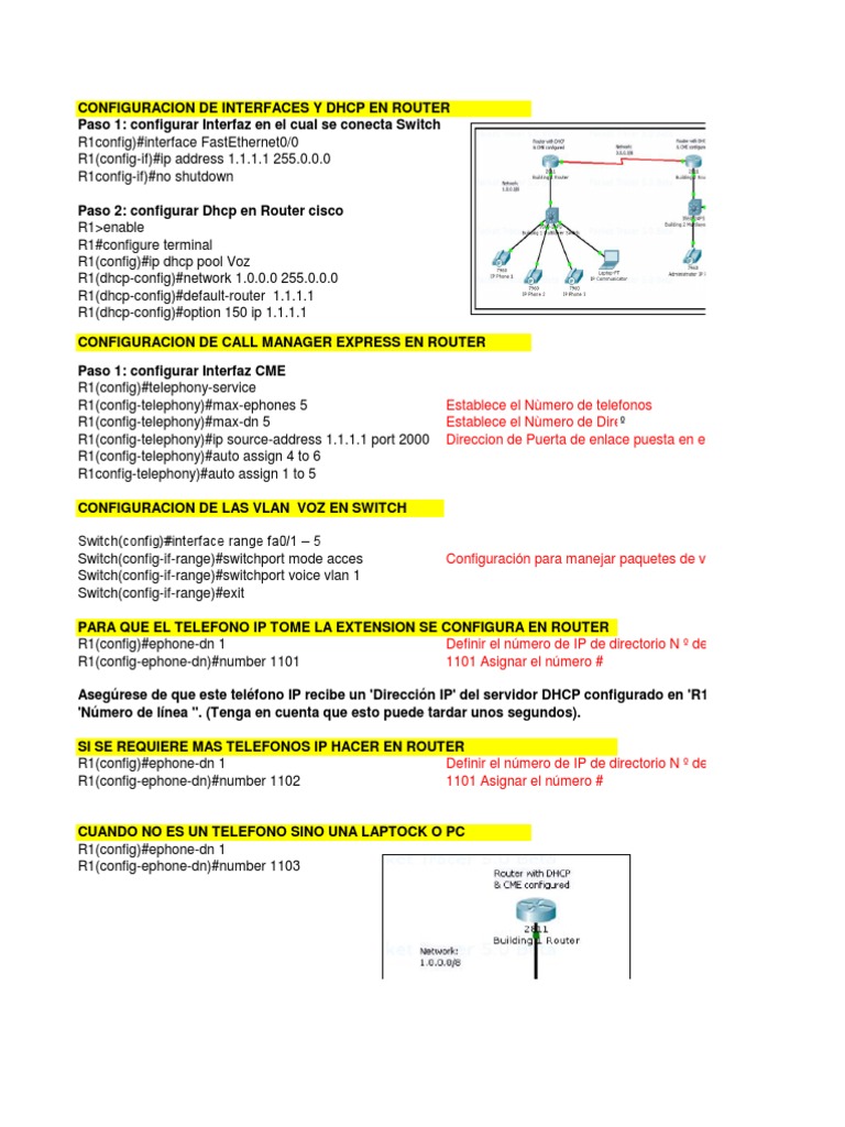 Configuracion de Telefonia | PDF | Enrutador (Computación) | Dirección IP