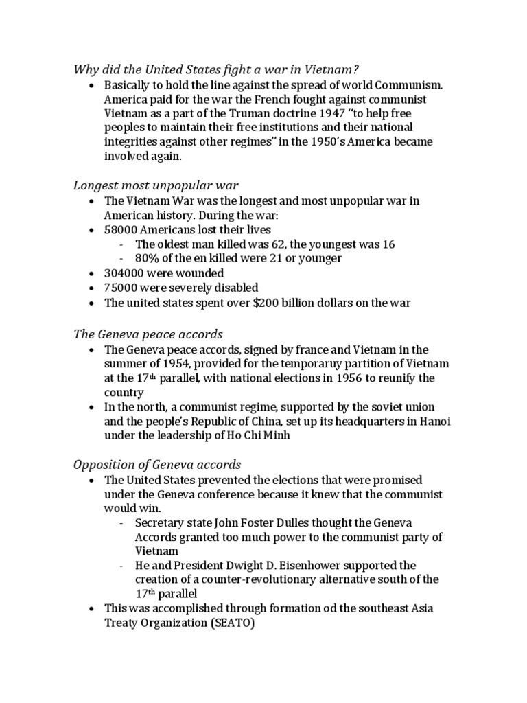 History Ib Notes On Vietnam | PDF | Vietnam War | Ngo Dinh Diem