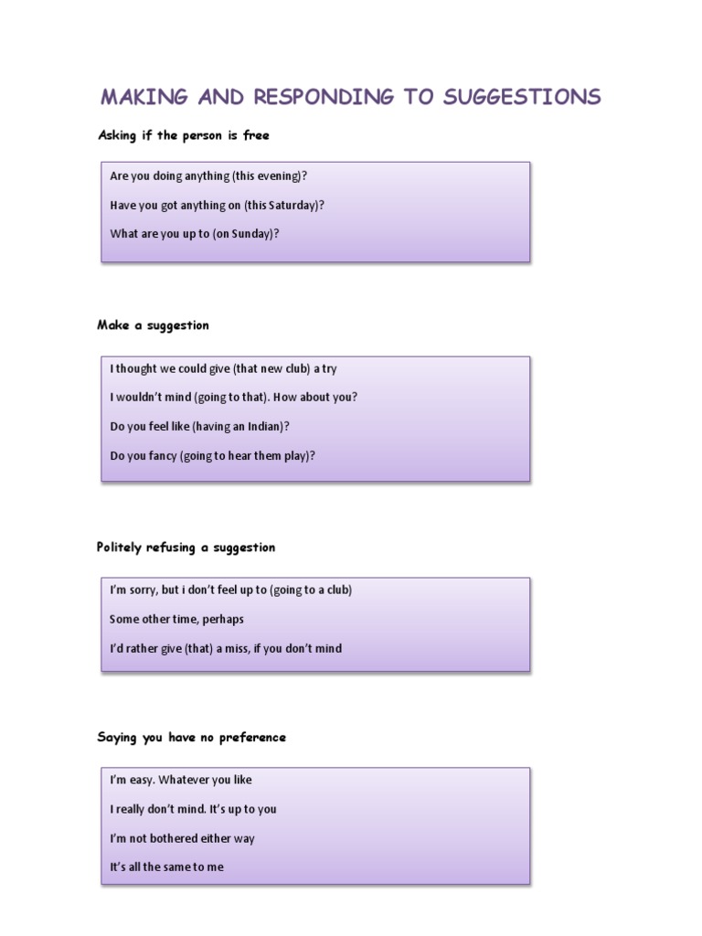 Making and Responding To Suggestions | PDF