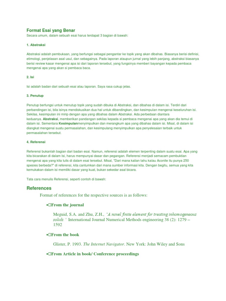 Format Esai Yang Benar