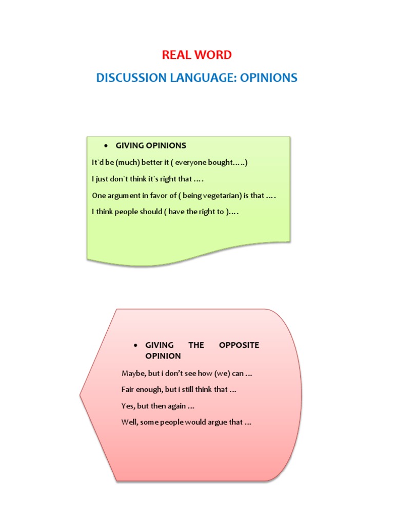 Real Word - Giving Opinions | PDF | Philosophy | Self-Improvement