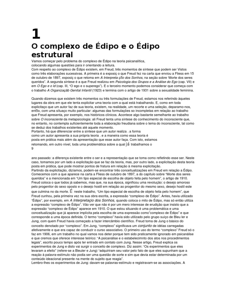 As três formulações do complexo de Édipo na teoria psicanalítica de ...