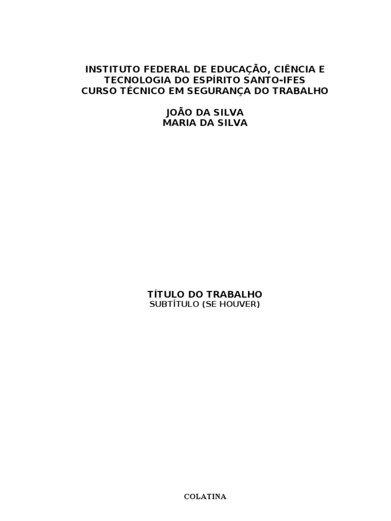 Modelo de Trabalho Acadêmico ABNT | PDF