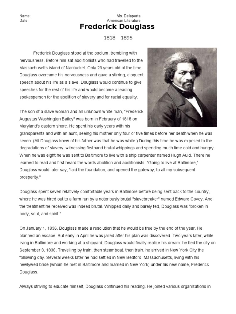 Biography (Federick Douglas) | PDF | Frederick Douglass | Abolitionism ...