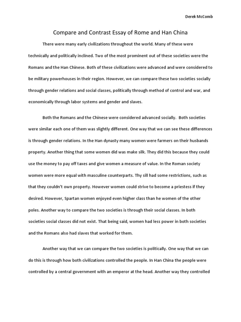 Compare and Contrast Essay of Rome and Han China | PDF | Han Dynasty ...