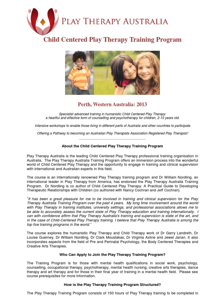 Child Centred Play Therapy Training Program Material | PDF | Play Therapy | Psychologist