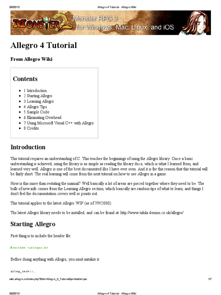Allegro 4 Tutorial - Allegro Wiki | Tab (Gui) | Computer File | Free 30 ...