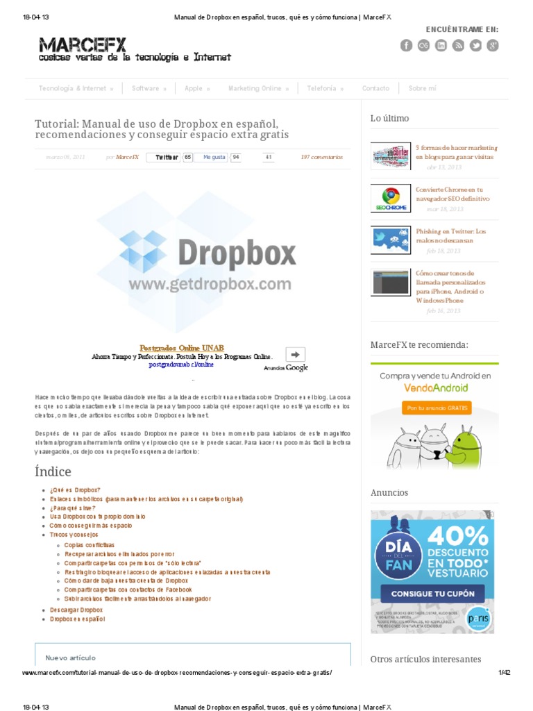 Manual de Dropbox en Español, Trucos, Qué Es y Cómo Funciona - MarceFX ...