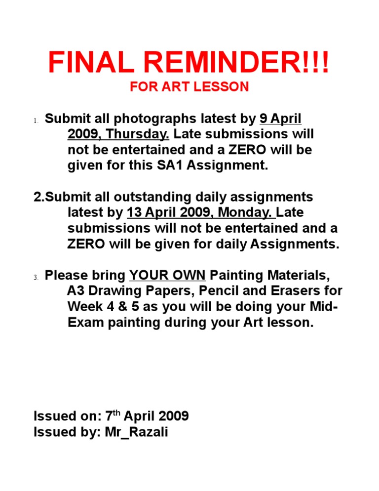 Final Reminder | PDF