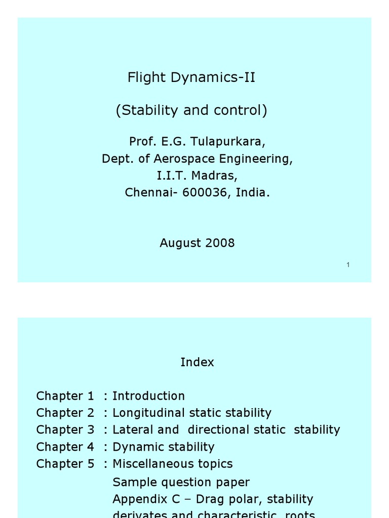 Flight Dynamics-II (Stability and Control) | PDF