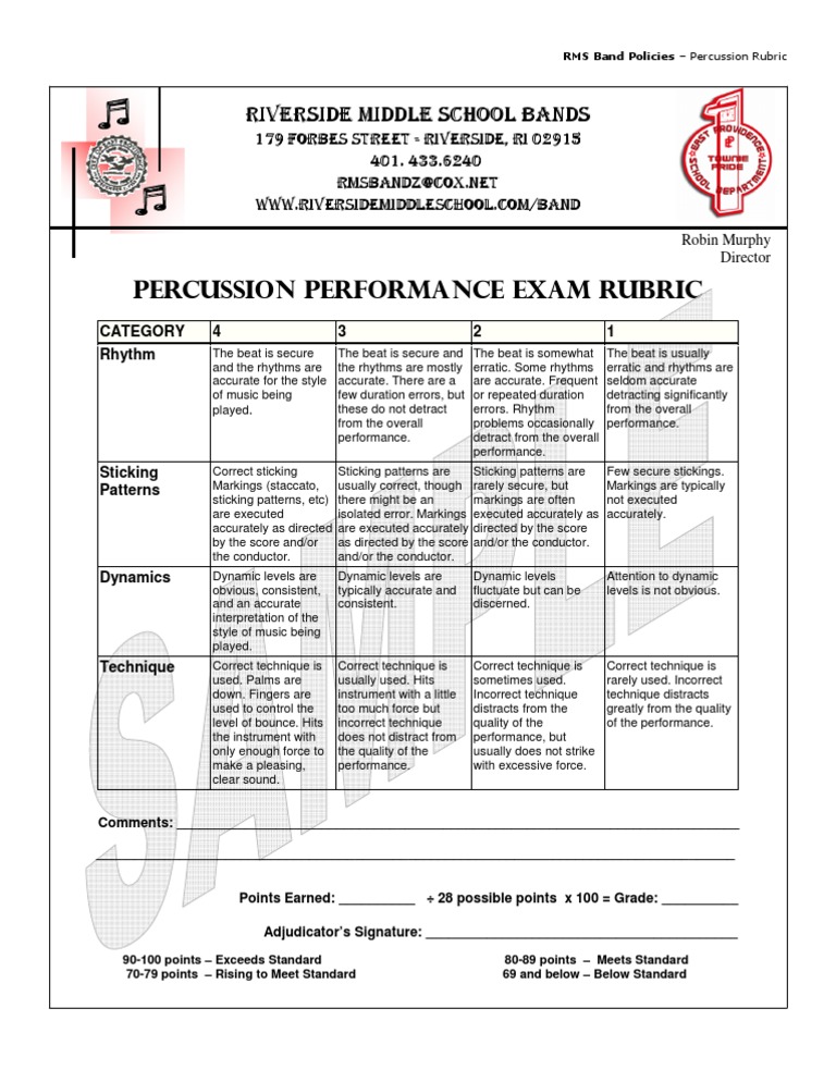MZE3101: Percussion Rubric Template | PDF | Career & Growth | Language ...