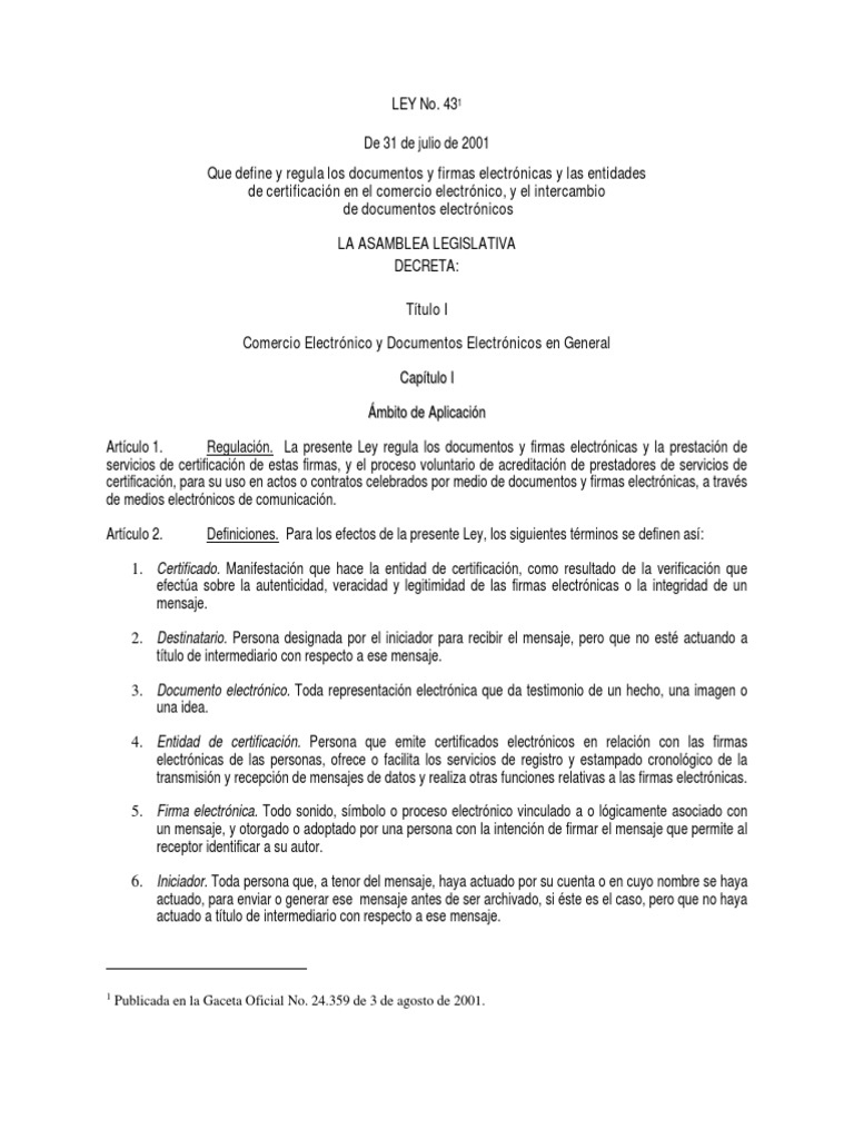Panama Ley 43 Comercio Electronico+Panama | PDF | Business | Science